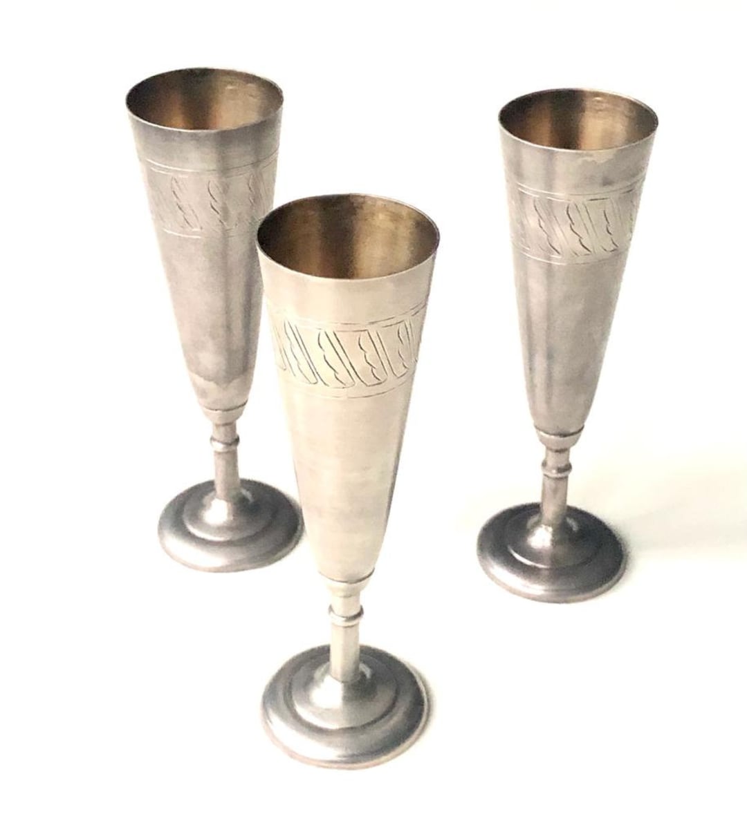 Vodka Cups Set 3szt .875 Silver & Vermeil Soviet Jewelry Factory U.S.S ...