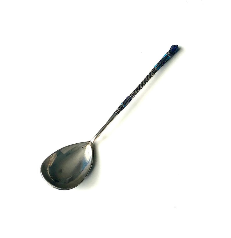 Antique Russian Imperial Solid Silver Caviar Spoon With Enamel 84 ...