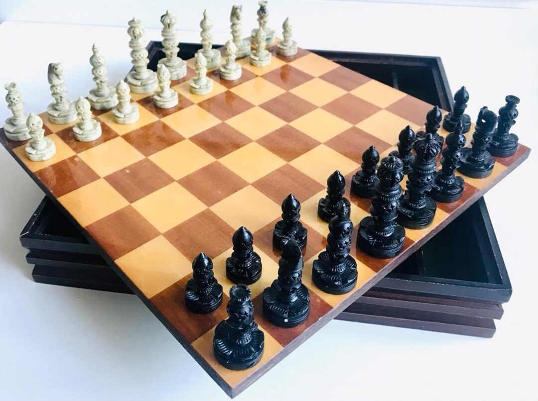 Chess Board With Chess Pieces From Soap Stone Very Precise - Etsy