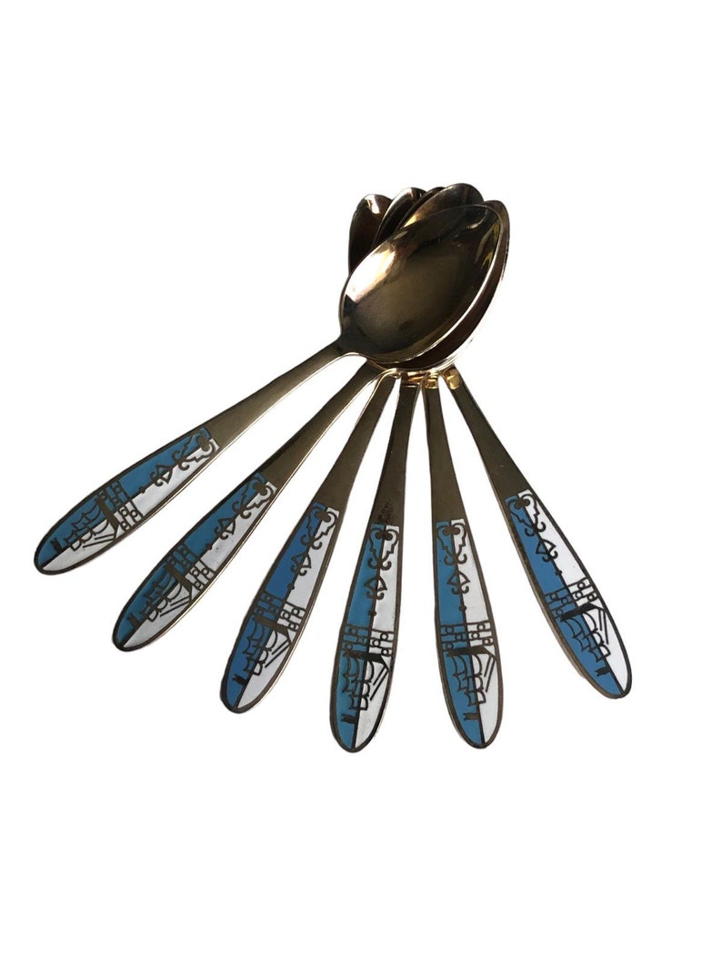 A Wonderful Set of Soviet Silver With Enamel Teaspoons 875 Silver ...