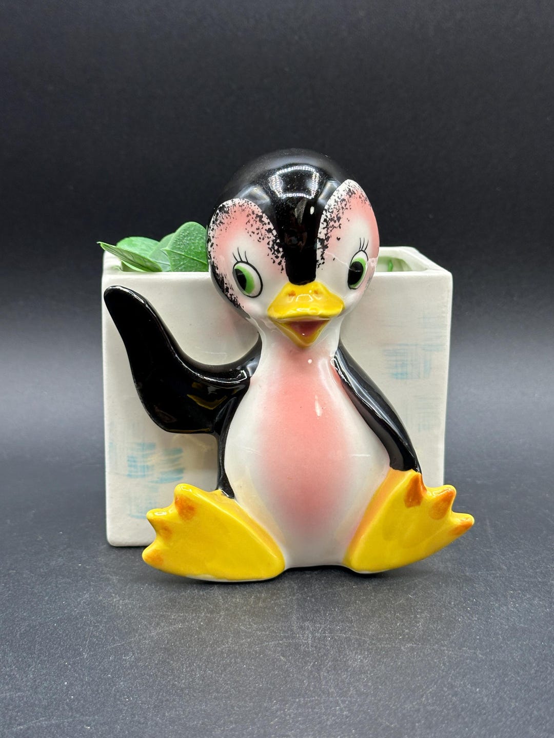 Vintage Shafford Waving Penguin Planter Figurine - Etsy