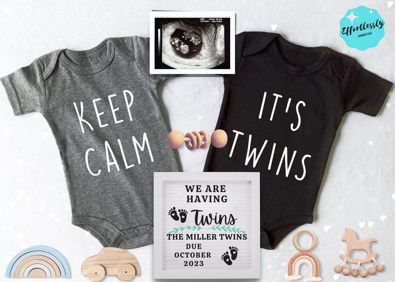 Keep Calm It's Twins Digital Pregnancy Announcement | Customizable ...