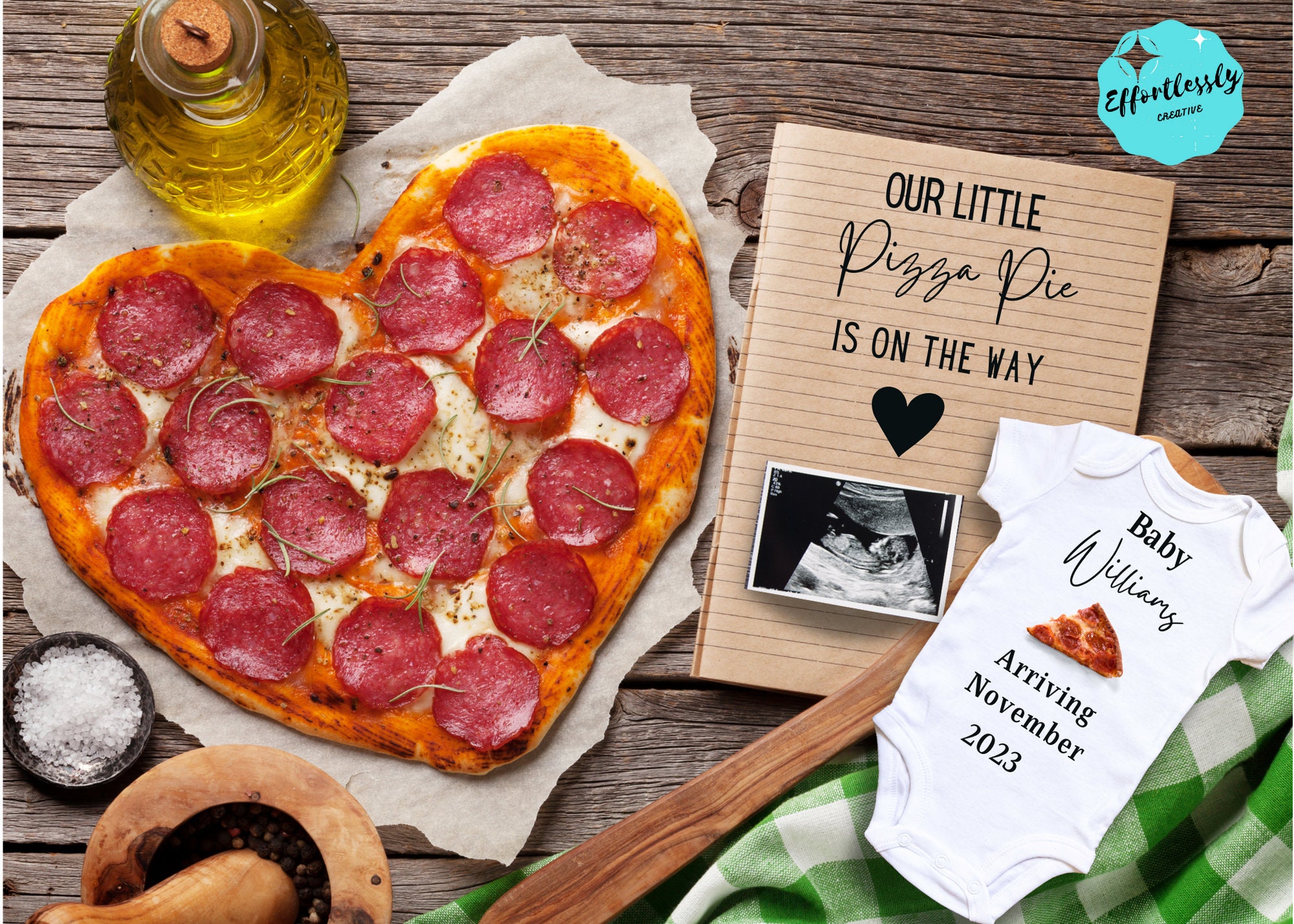 Pizza Pie Pregnancy Announcement | Food | Heart | Humor | Great for ...