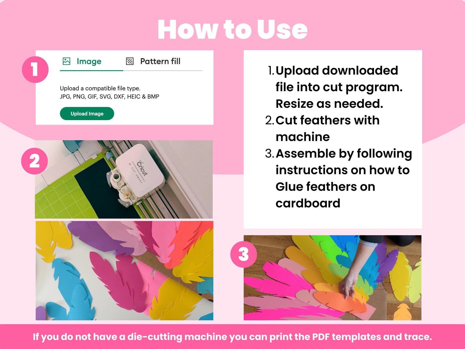 DIY Paper Feather Wings Template | Rainbow Pride Photo Booth (SVG, PDF ...