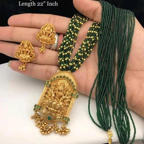 Traditional Durga Pooja Gold Long Jewellery Set /south Indian Necklace ...