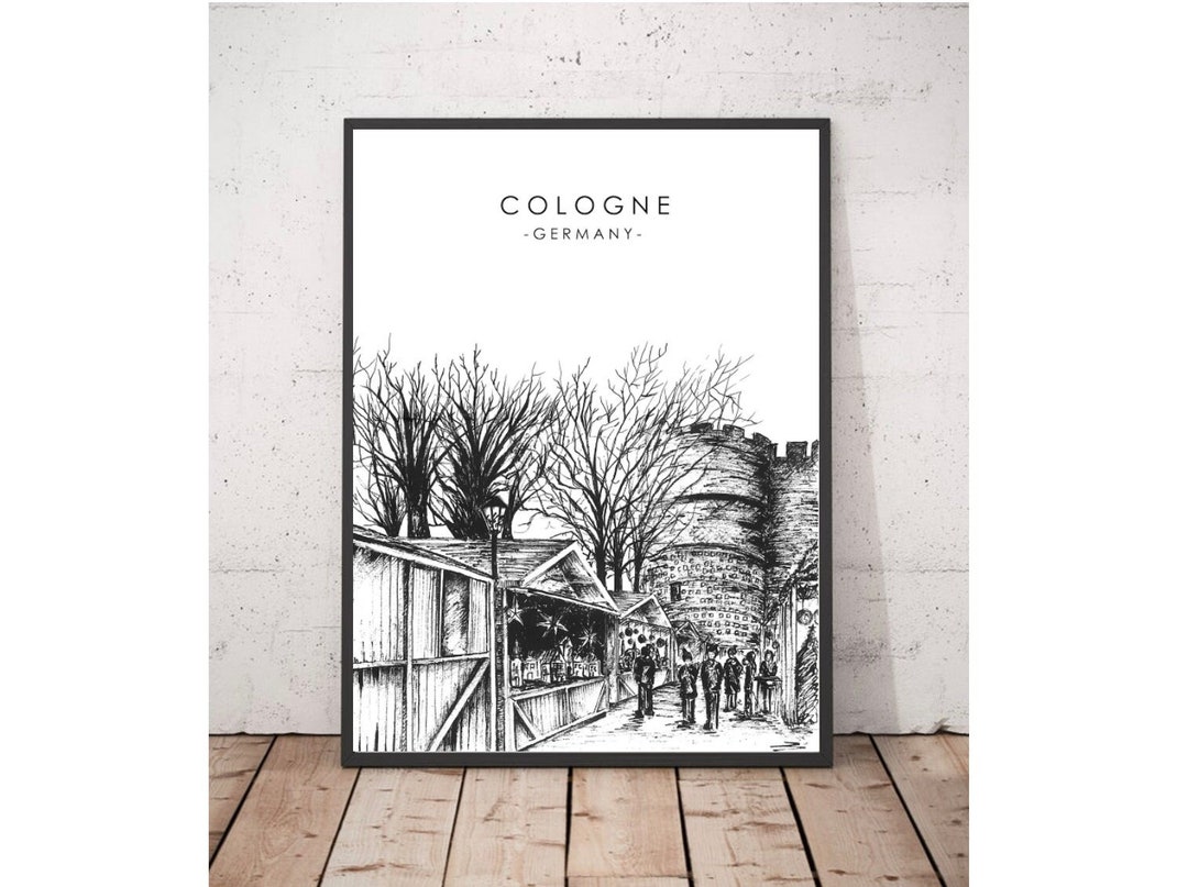 Cologne Digital Download Art Print Travel Poster Handmade Ink Sketch ...