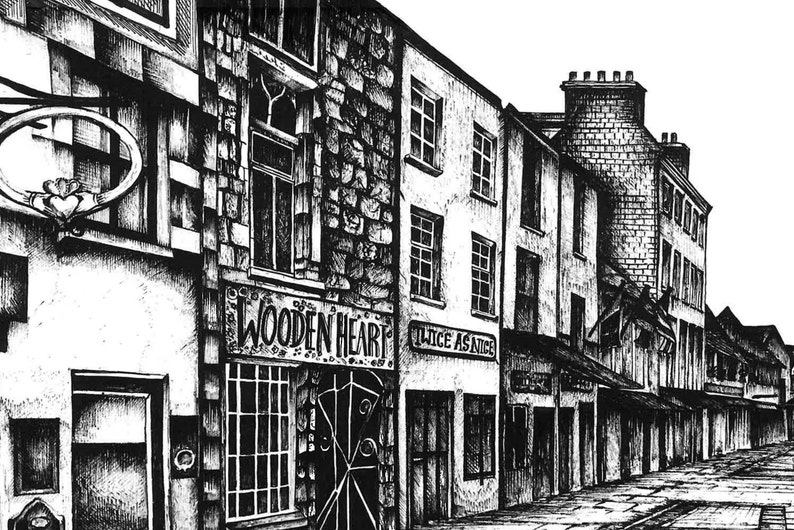 Galway Ireland Digital Download Art Print Travel Poster Handmade Ink ...