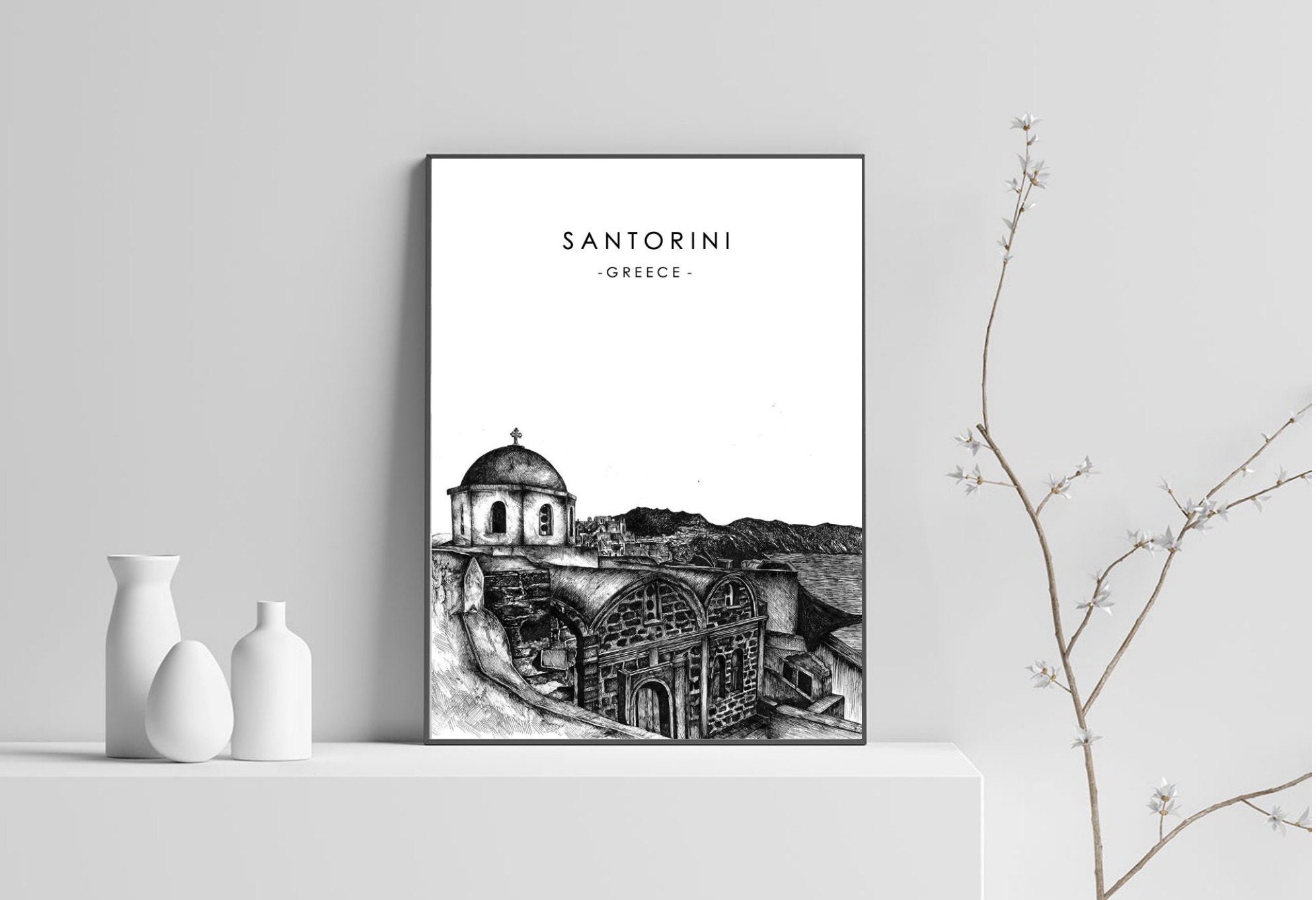 Santorini Digital Download Art Print Personalised Travel Poster ...