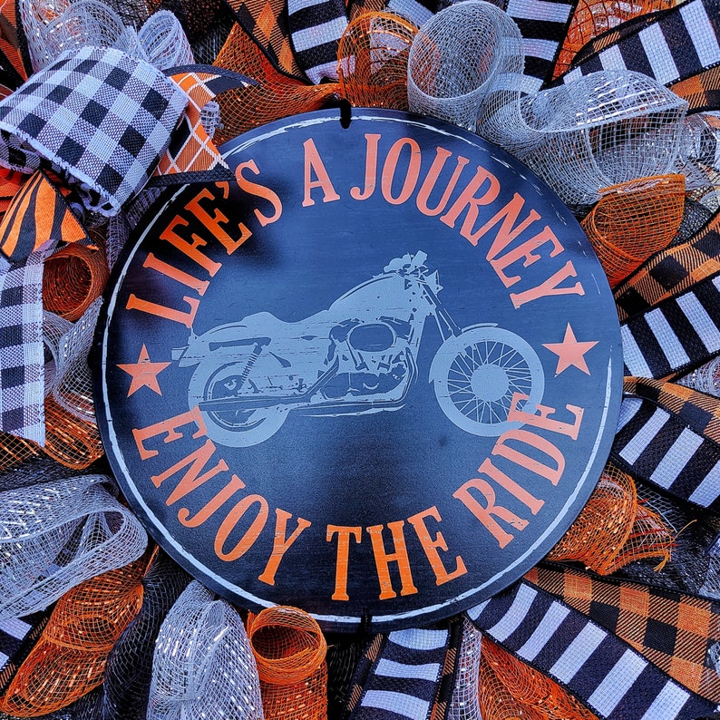 Motorcycle Wreath for Front Door, Everyday Wreath, All Year Wreath ...