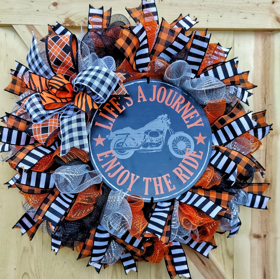 Motorcycle Wreath for Front Door, Everyday Wreath, All Year Wreath ...