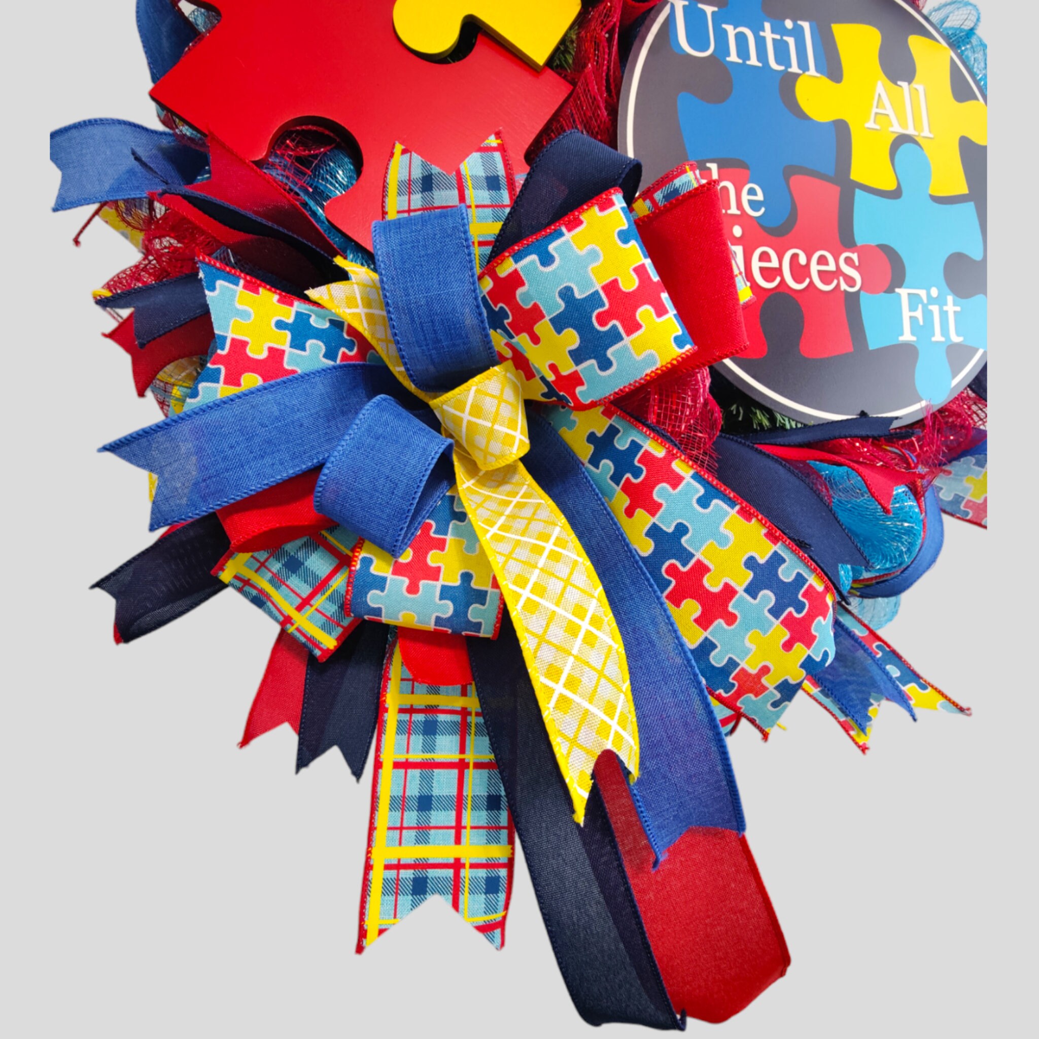 Autism Awareness Wreath for Front Door, Autism Decoration, Until All ...