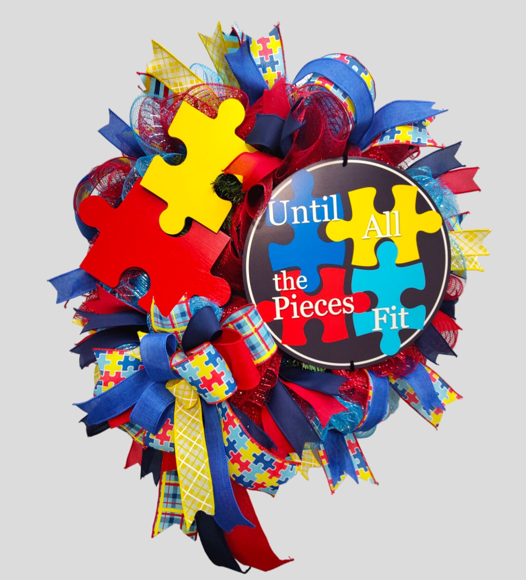 Autism Awareness Wreath for Front Door, Autism Decoration, Until All ...