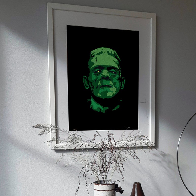 Frankenstein's Monster, Creepy Goth Horror Art Print, Wall Art, A4 & A3 ...