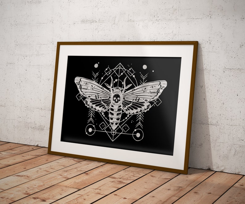 Death's Head Hawk Moth, Creepy, Horror, Goth, Art Print, Wall Art, A4 ...