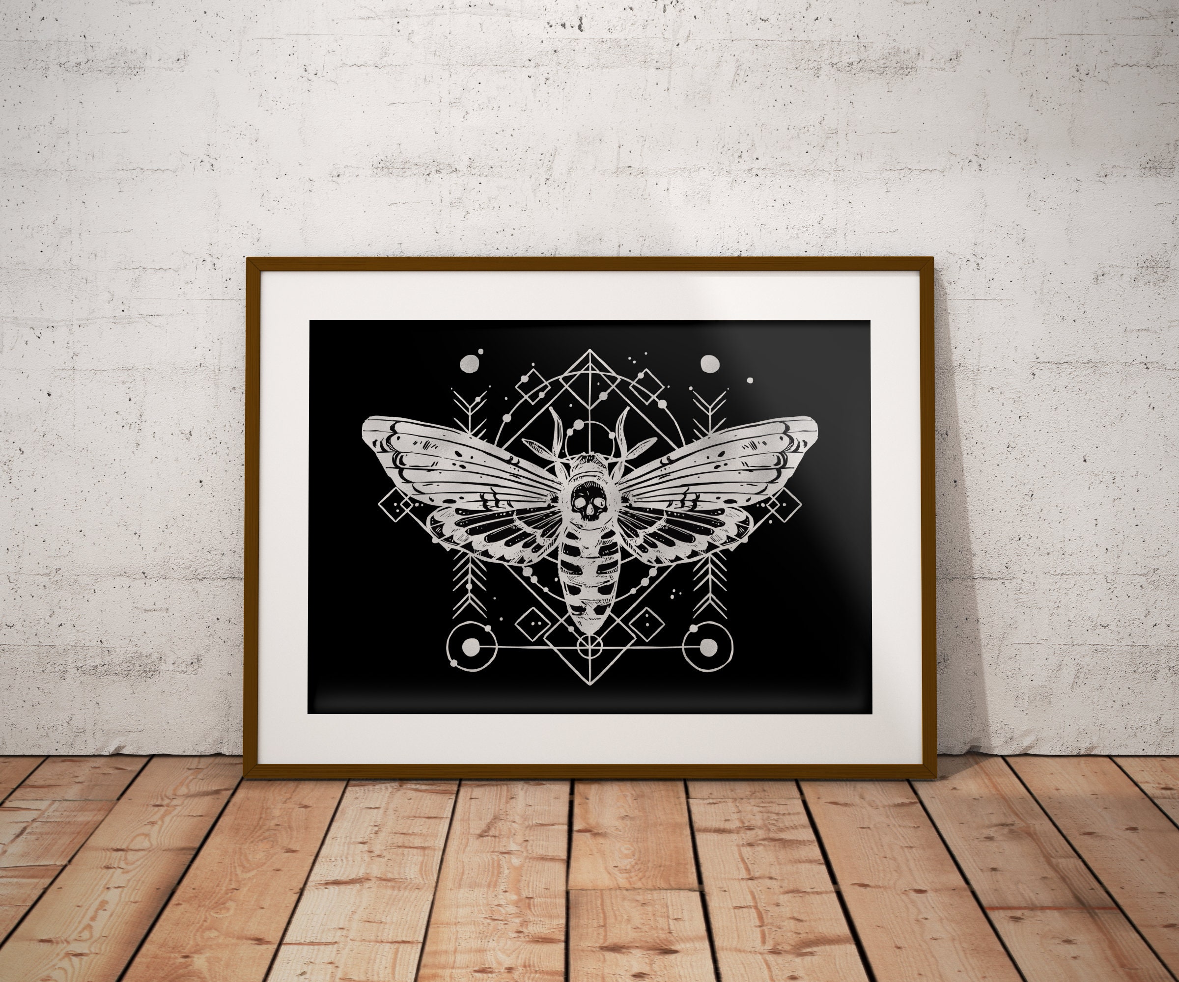 Death's Head Hawk Moth, Creepy, Horror, Goth, Art Print, Wall Art, A4 ...