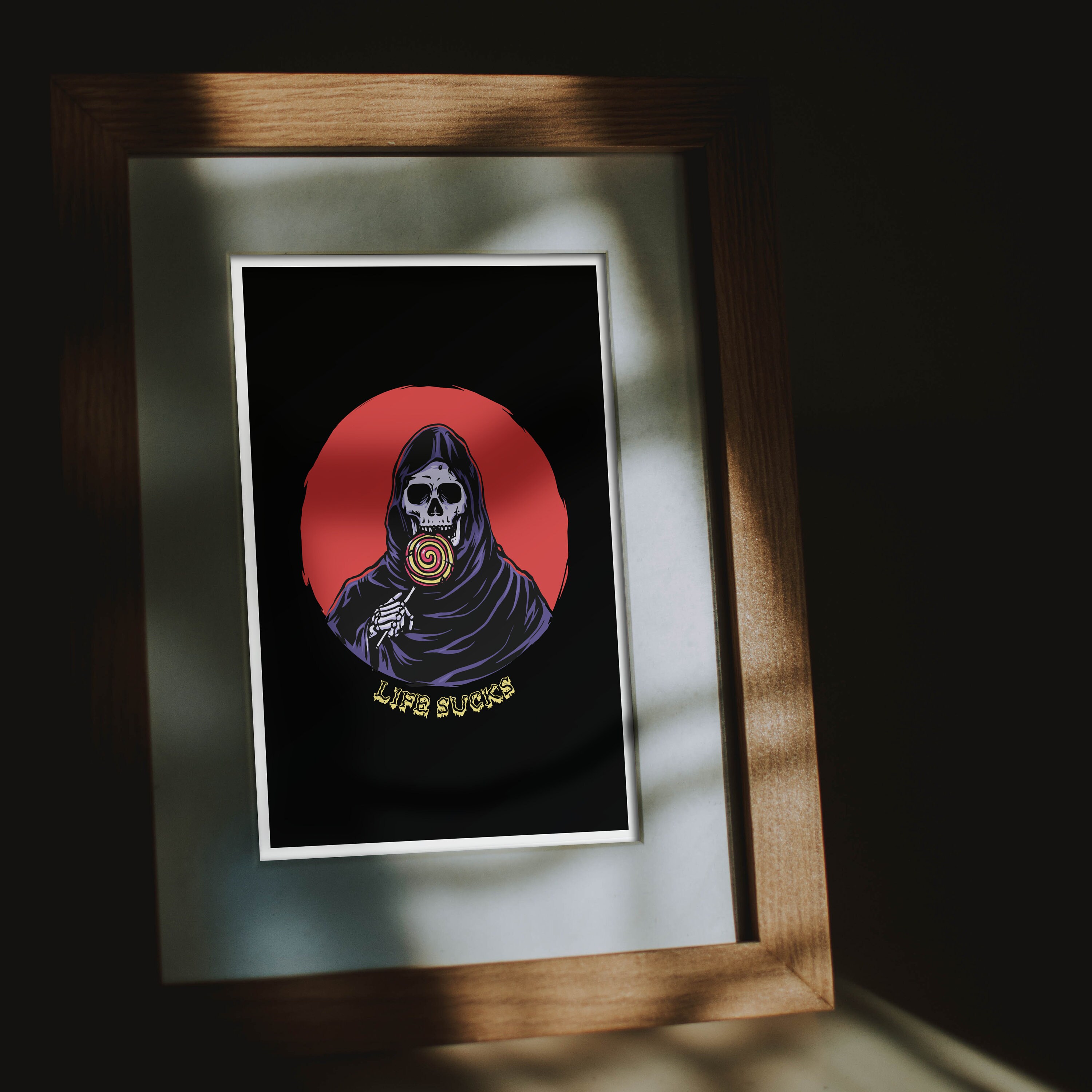 Life Sucks Creepy Goth Skeleton Art Print Wall Art A4 & A3 - Etsy UK