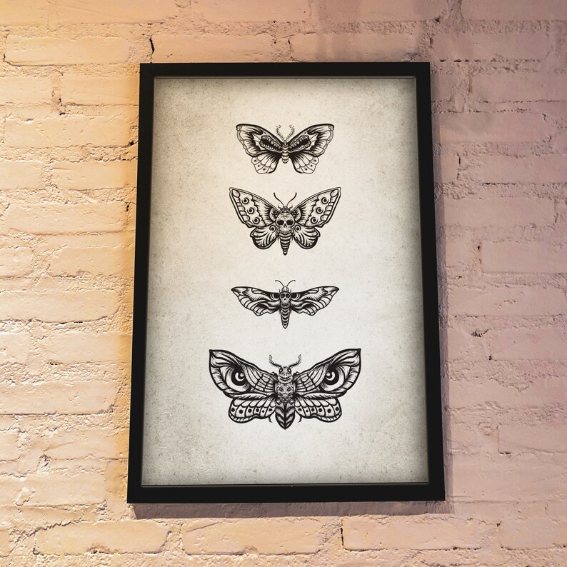 Death's Head Hawk Moth, Creepy, Horror, Goth, Art Print, Wall Art, A4 ...