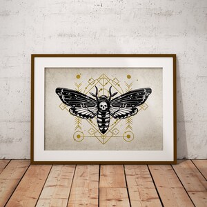 Death's Head Hawk Moth, Creepy, Horror, Goth, Art Print, Wall Art, A4 ...