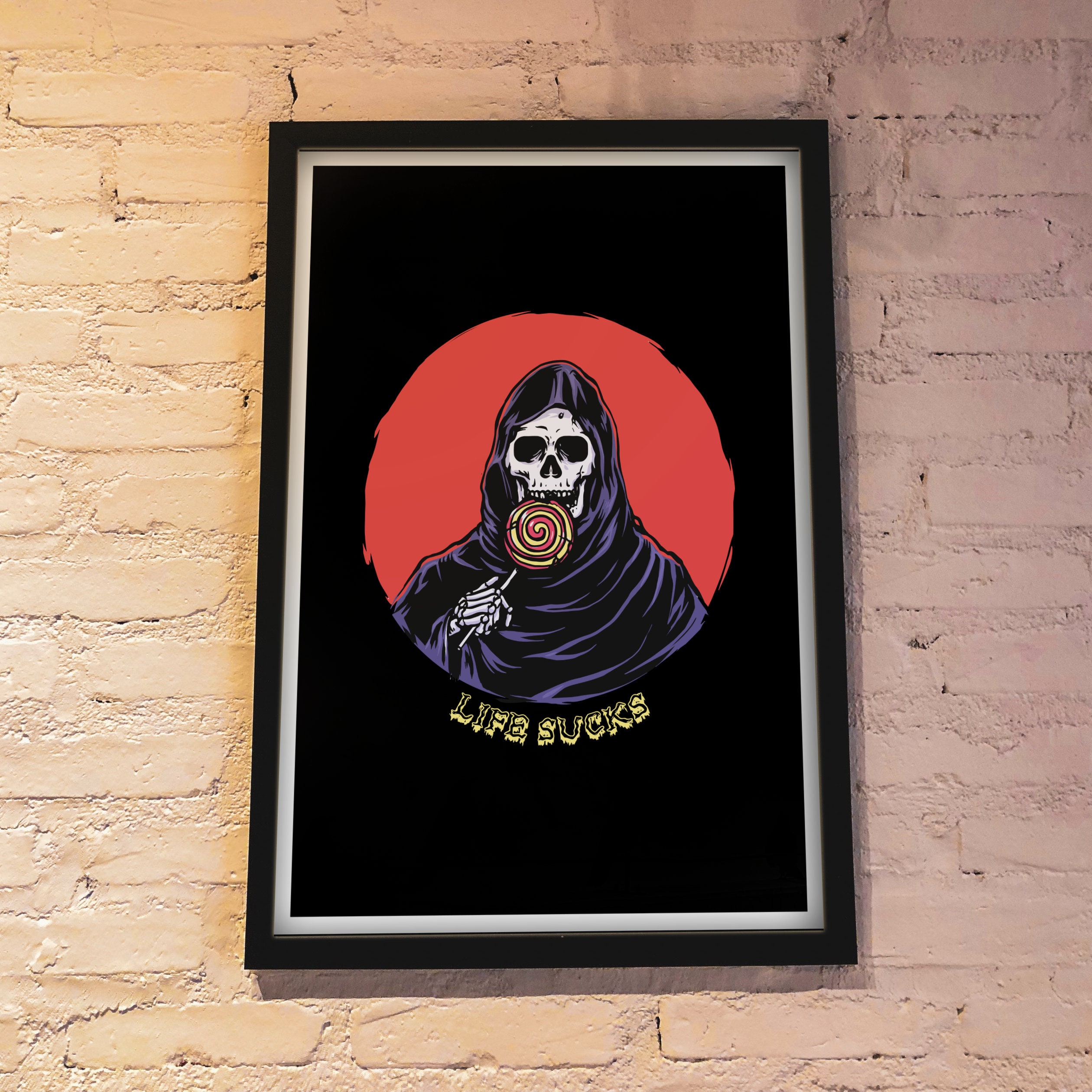 Life Sucks Creepy Goth Skeleton Art Print Wall Art A4 & A3 - Etsy UK
