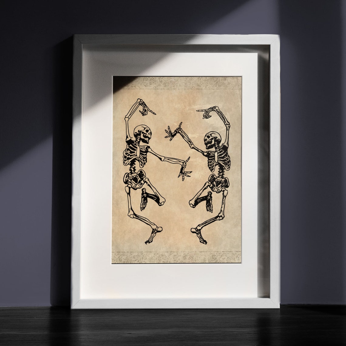 Dancing Skeletons, Creepy Goth Art Print, Wall Art, A4 & A3, PDF and ...