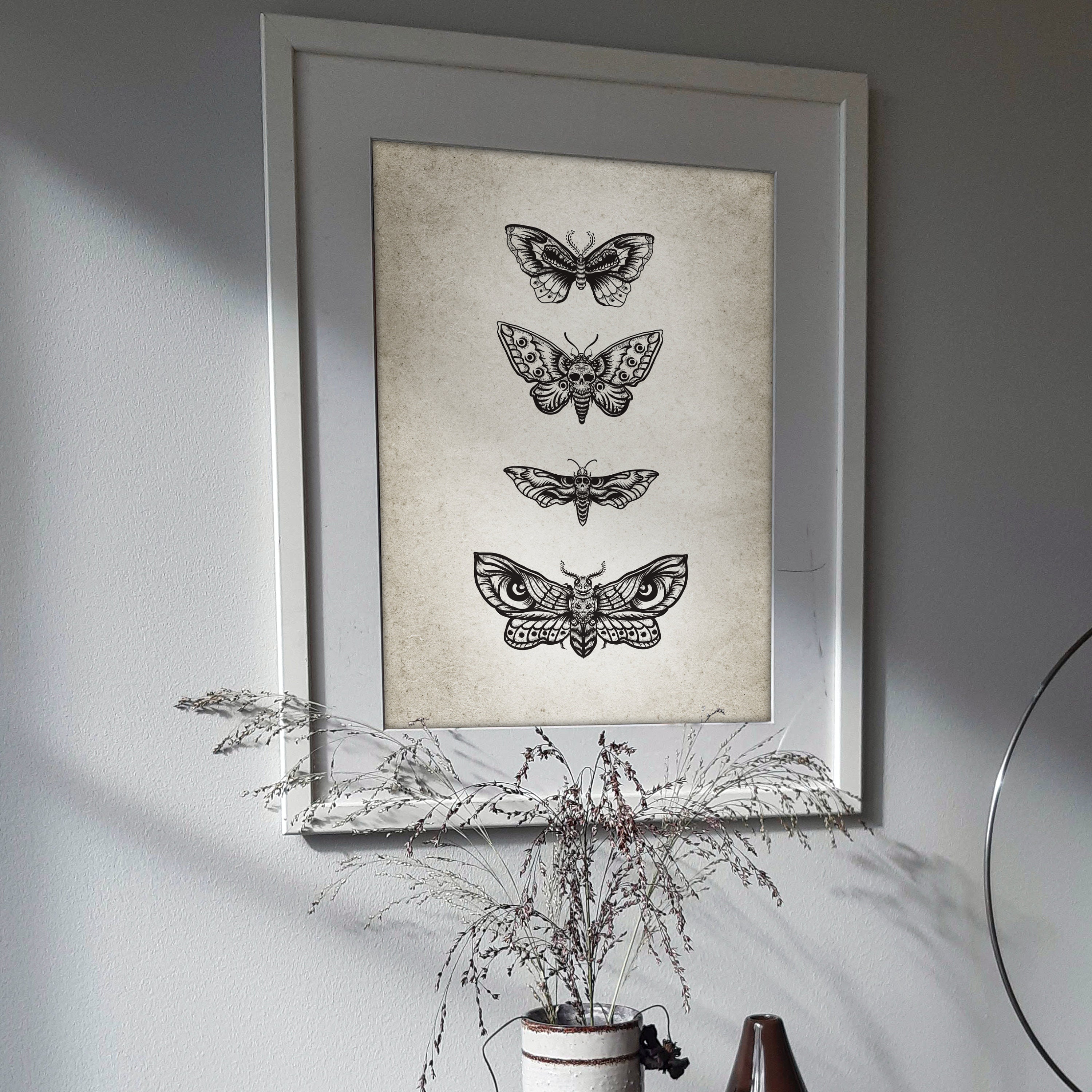 Death's Head Hawk Moth, Creepy, Horror, Goth, Art Print, Wall Art, A4 ...