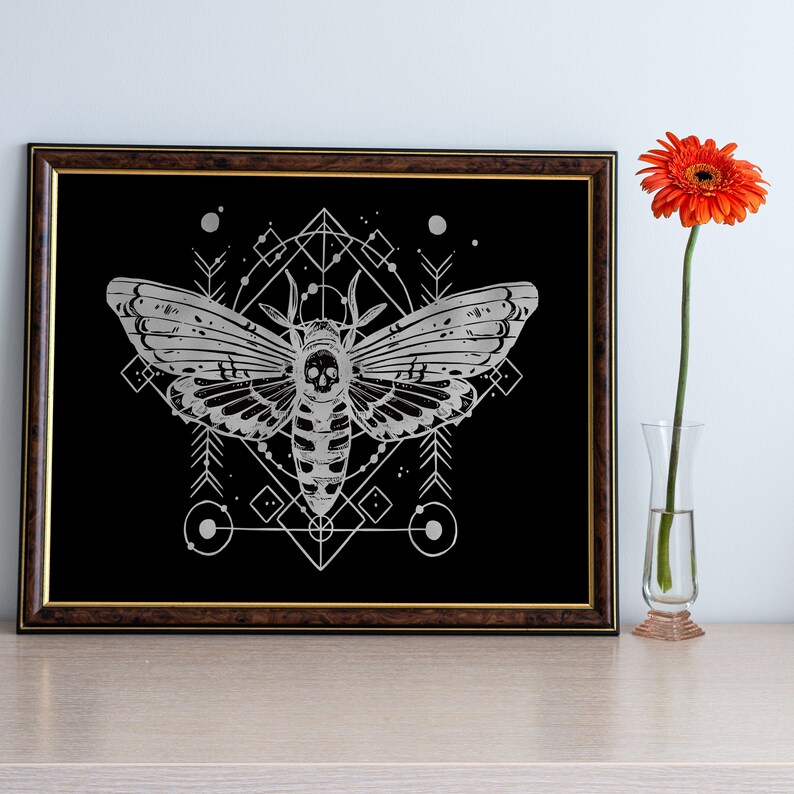 Death's Head Hawk Moth, Creepy, Horror, Goth, Art Print, Wall Art, A4 ...