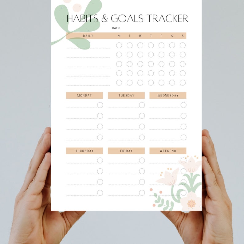 Habit Goal Tracker Printable Digital Download Minimalist Planner - Etsy