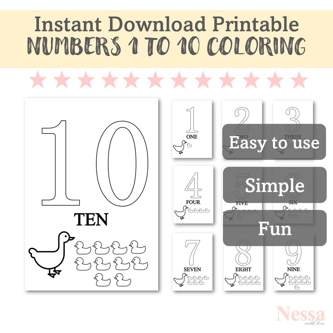 Number 1 to 10, Coloring, Printable, Fun, Learning, Counting, Early ...