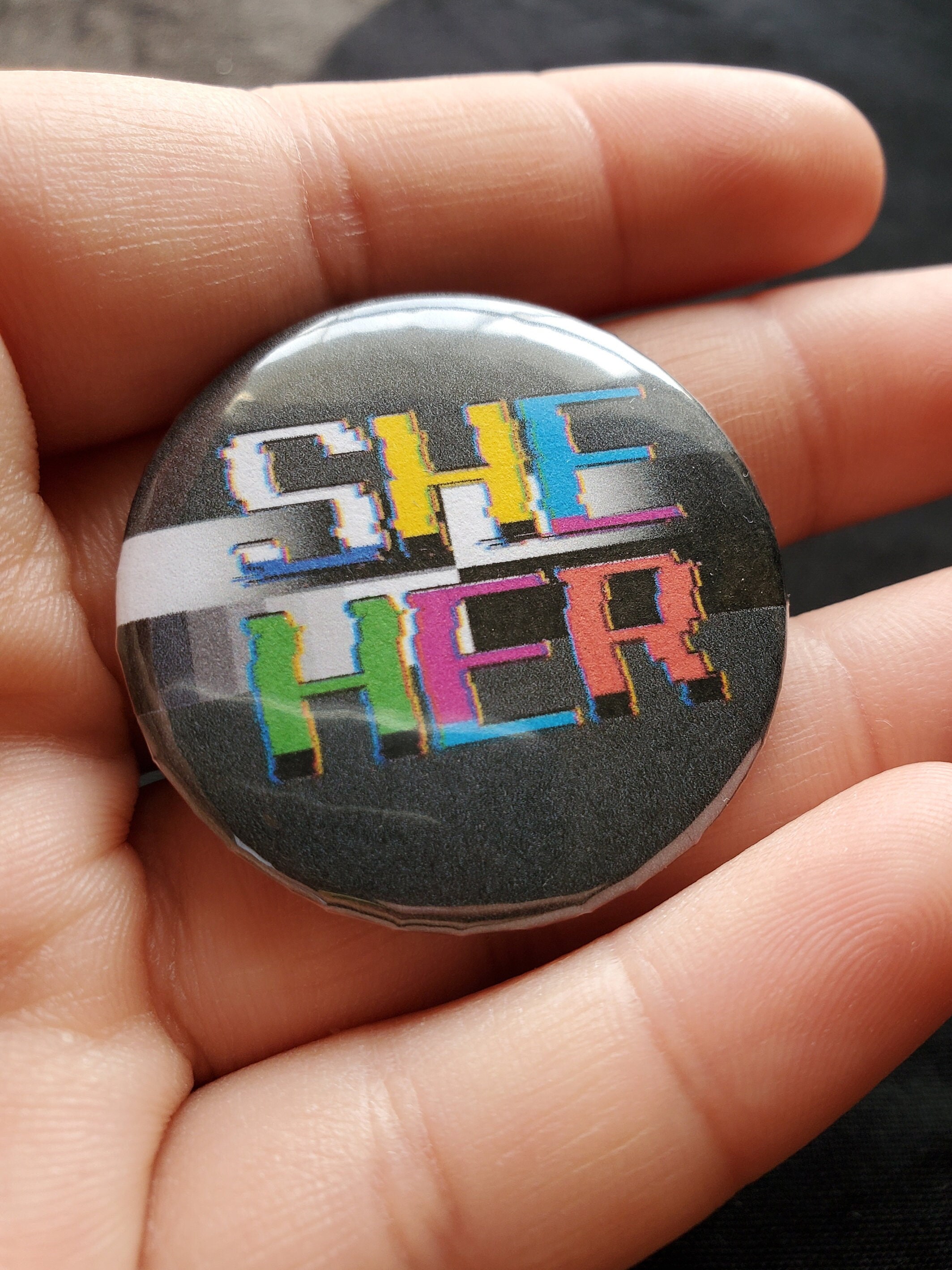 TV Static Pronoun Buttons - Etsy