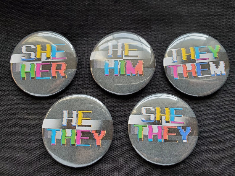 TV Static Pronoun Buttons - Etsy