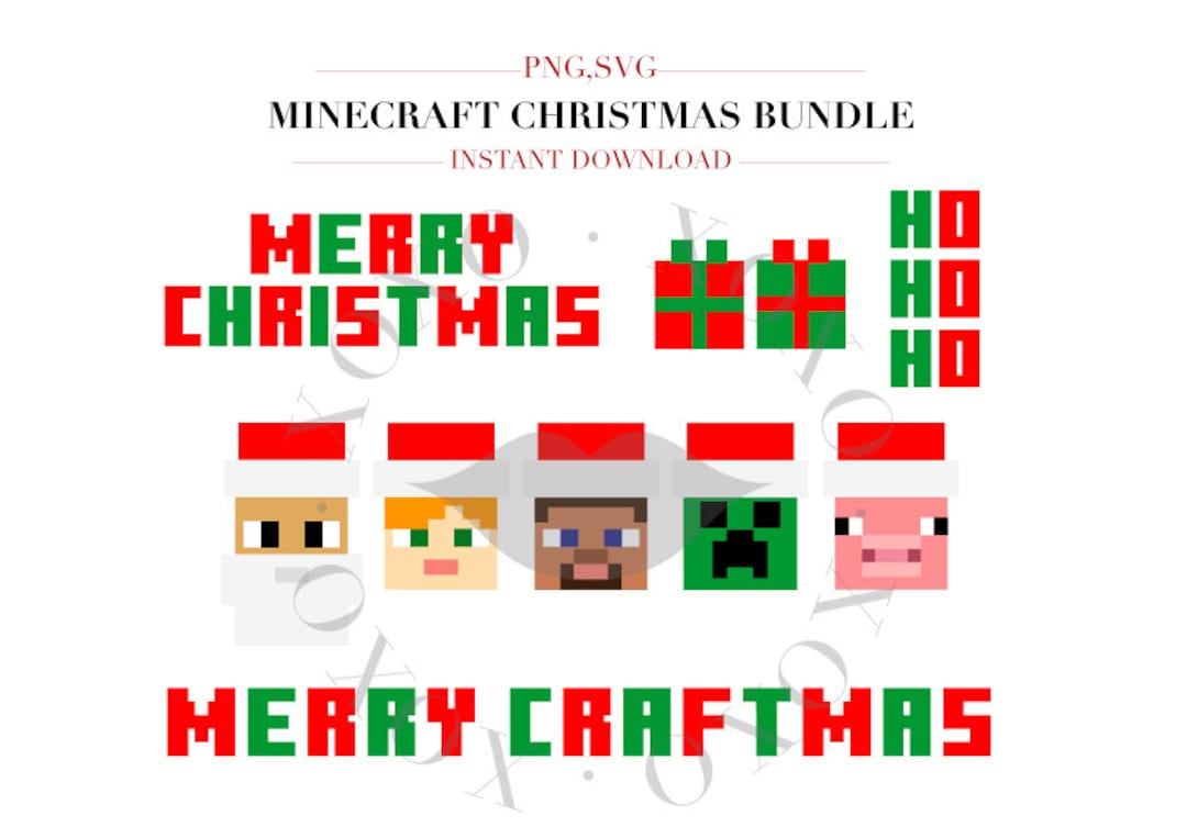 Minecraft Christmas Svg Minecraft Inspired Christmas Png Creeper ...