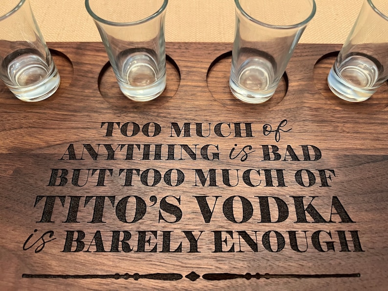 Personalized Vodka Shot Tray: Hardwood Bar Gift - Etsy