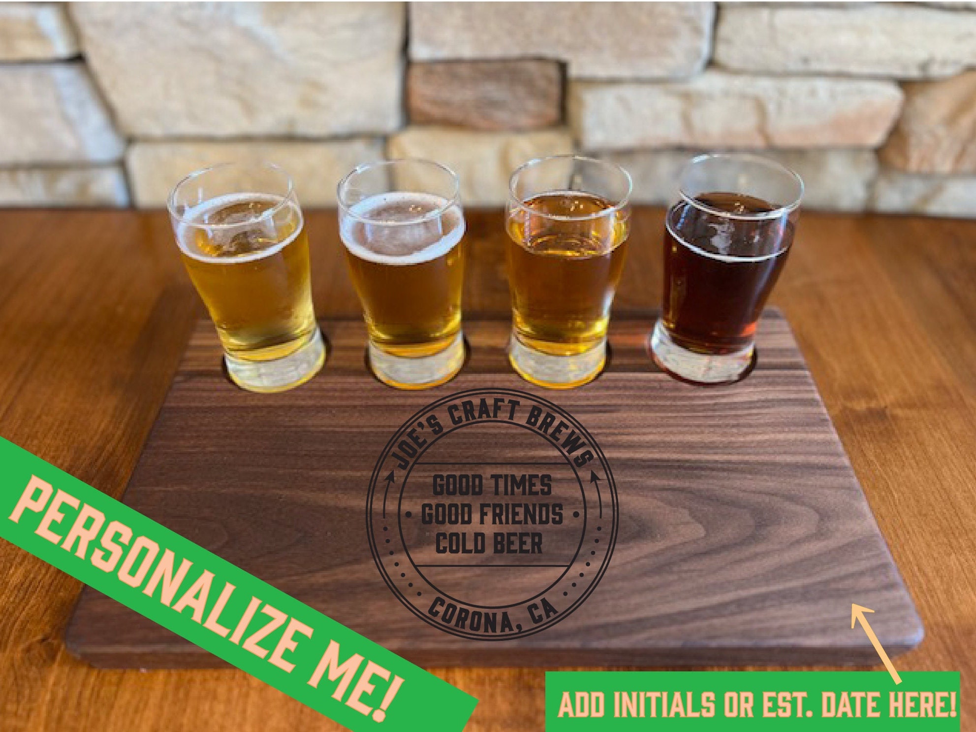 Personalized Beer Flight Board: Craft Beer Tasting Tray, Home Bar Gift ...