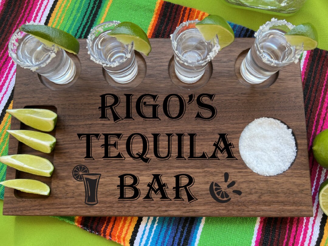 Personalized Tequila Bar Hardwood Tequila Shot Tray, Tequila Gift for ...