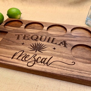 Tequila and Mezcal Drink Flight Board Gift for Home Bar Personalized ...