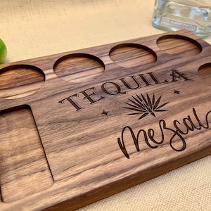 Tequila and Mezcal Drink Flight Board Gift for Home Bar Personalized ...