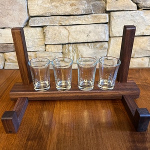Walnut Wood Shot Board Stand to Display Tequila or Whiskey Flight - Etsy