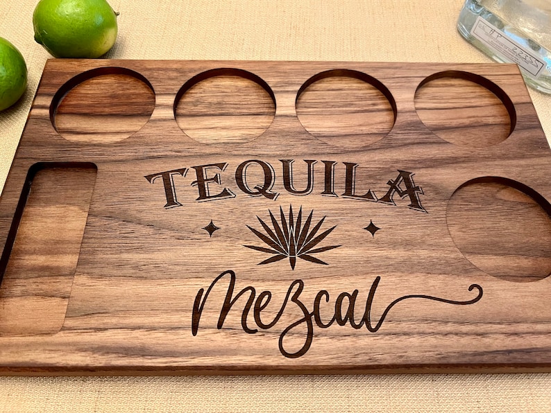 Personalized Tequila Mezcal Flight Board: Hardwood Serving Tray - Etsy