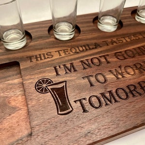 Personalized Tequila Bar Shot Tray for Home Bar, Tequila Flight Board ...