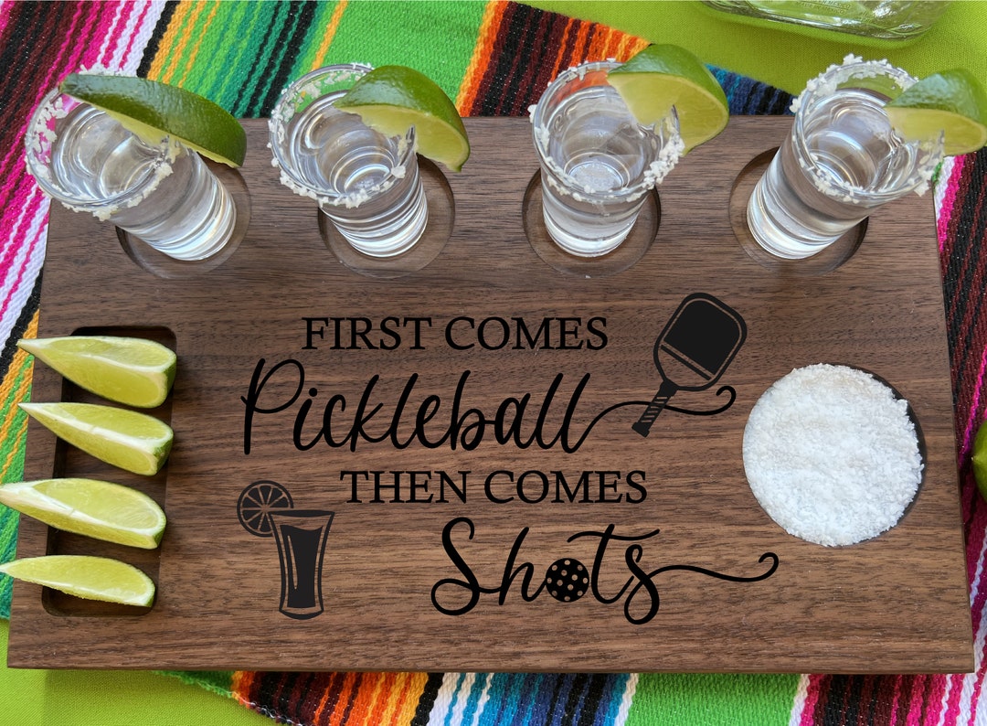 Pickleball Gift Idea for Player Who Loves Tequila Hardwood Tequila Shot ...