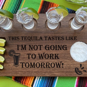 Personalized Tequila Bar Shot Tray for Home Bar, Tequila Flight Board ...