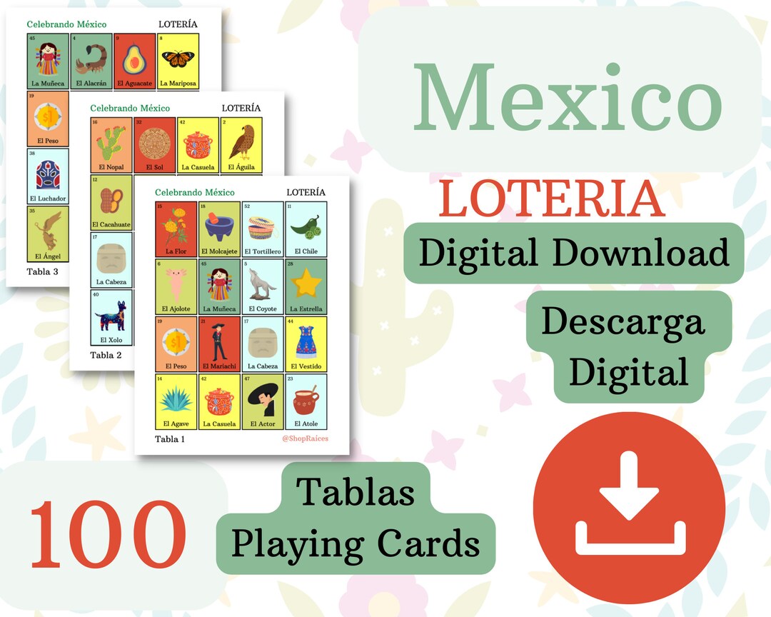 Celebrate Mexico Loteria 100 Playing Cards Modern Spanish Bingo Español ...