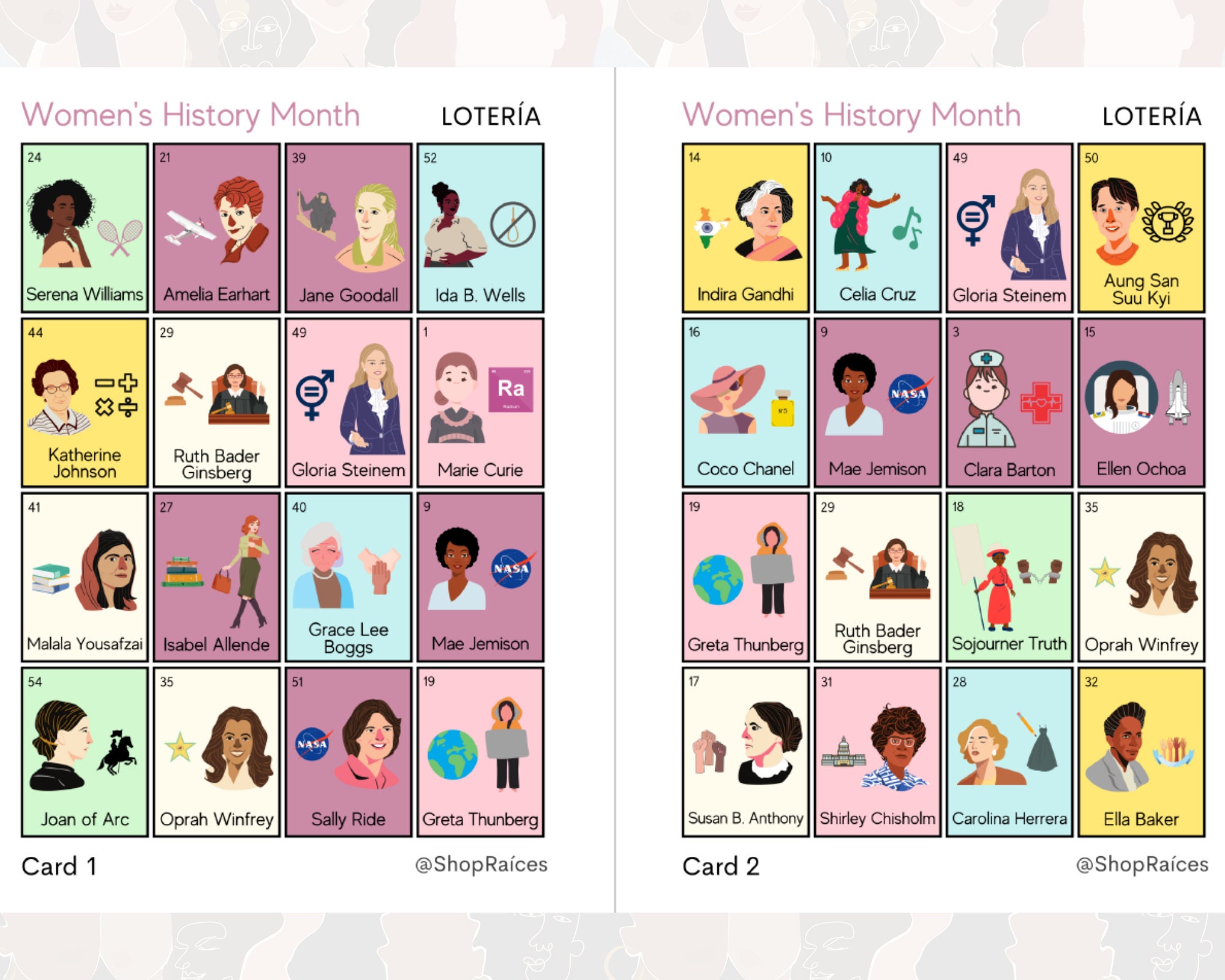 15 Card Women's History Month Bingo Loteria International Women's Day ...