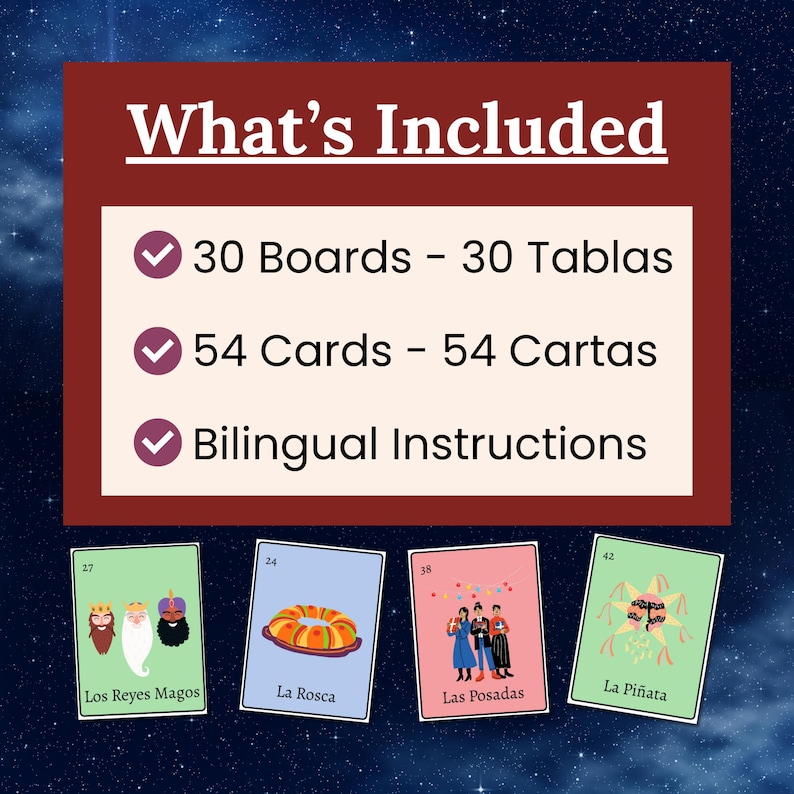 Navidad Loteria Español 30 Tablas Christmas Loteria Posada Spanish ...