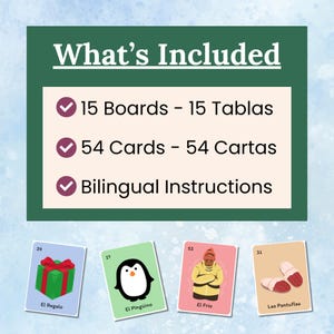 Invierno Español 15 Tablas - Loteria Bingo Classroom Family Activity ...