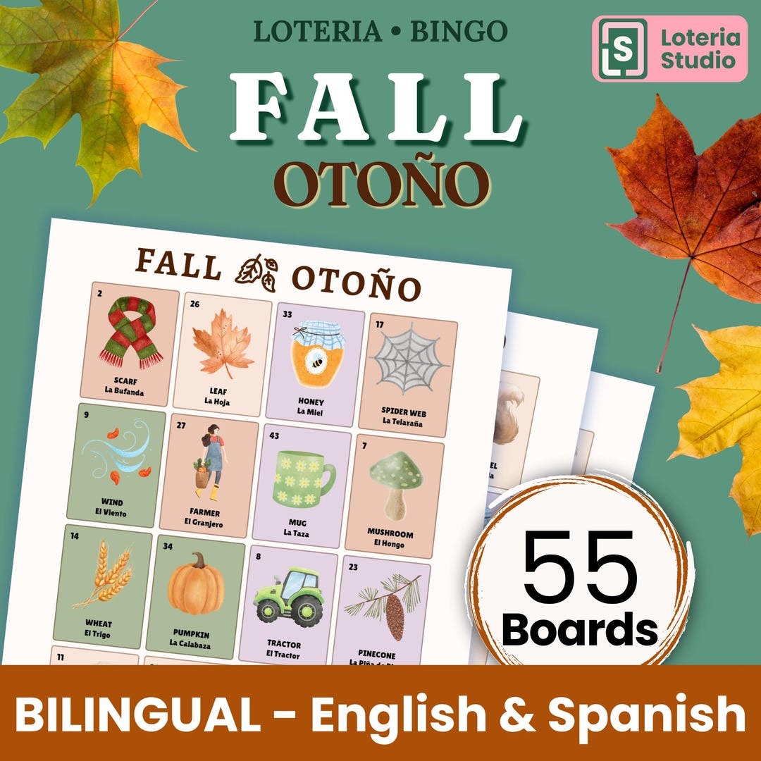 55 Fall Bilingual Lotería / Lotería De Otoño - Etsy