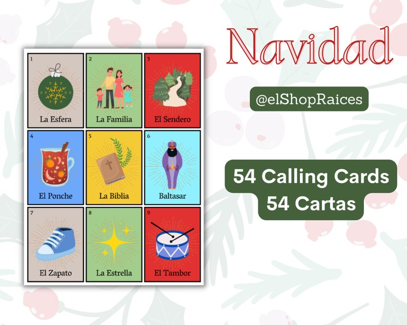 Navidad Loteria Español 30 Tablas Christmas Loteria Posada Spanish ...
