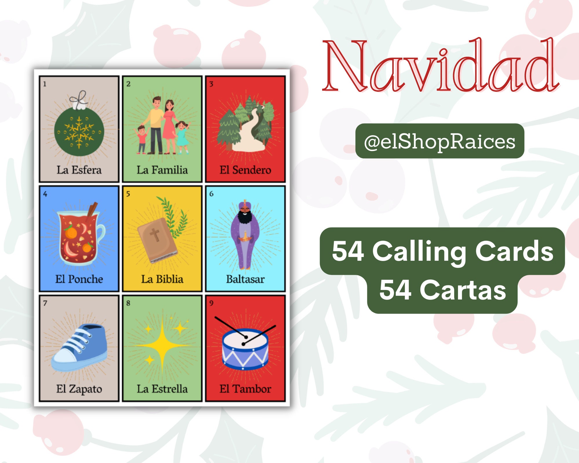 Navidad Loteria Español 30 Tablas Christmas Loteria Posada Spanish ...