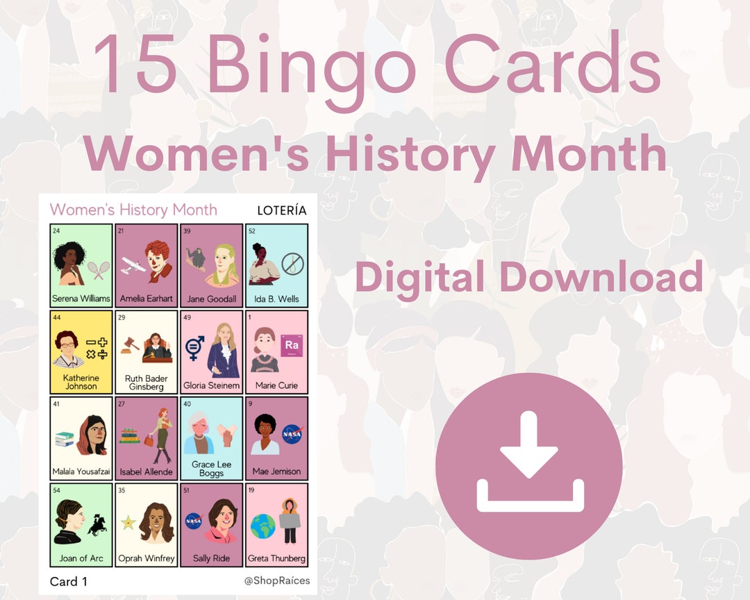 15 Card Women's History Month Bingo Loteria International Women's Day ...