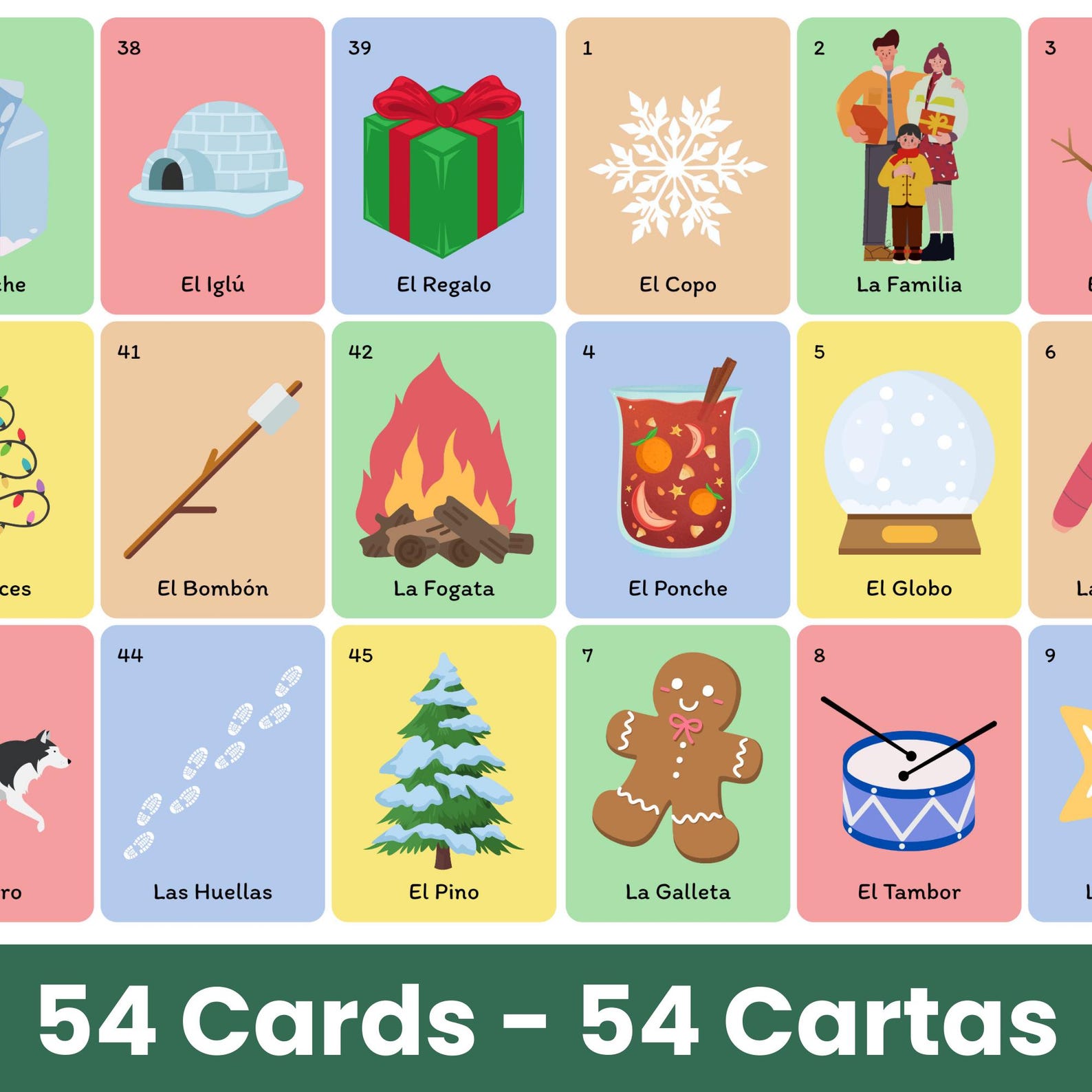 Invierno Español 15 Tablas - Loteria Bingo Classroom Family Activity ...